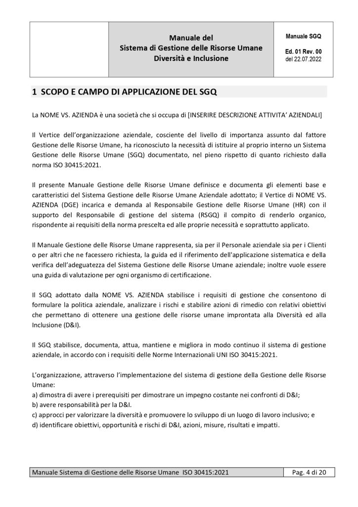 Kit Documentale Sistema di Gestione ISO 30415 - SistemiDiGestione.biz